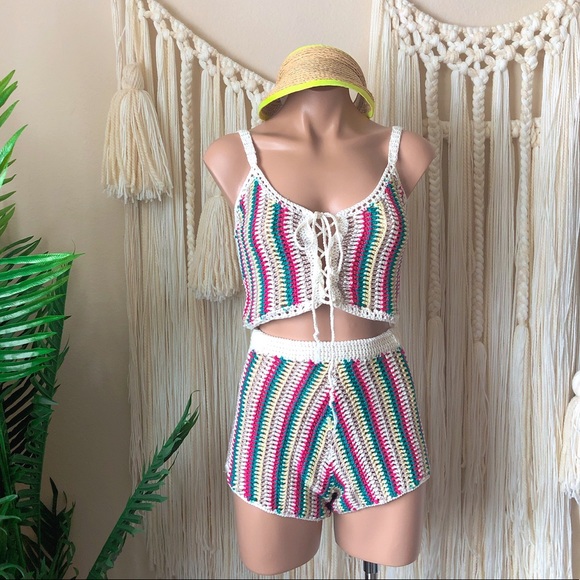 Bare Moon | Swim | Macrame Multi Color Swim Cover Up Set | Poshmark